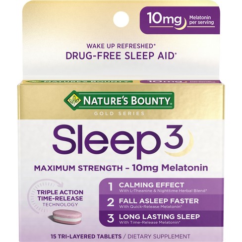 Nature's Bounty Sleep3 Time Released 10mg Melatonin Tablets - 15ct : Target