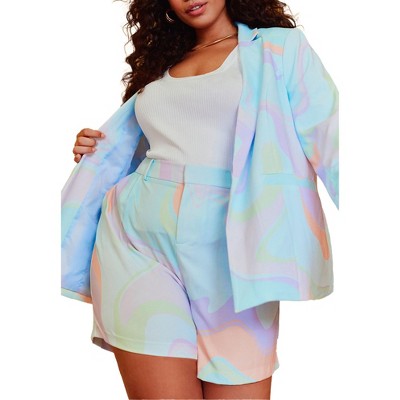 Eloquii Women's Plus Size Pleat Front Short, 22 - Pastel Swirl : Target