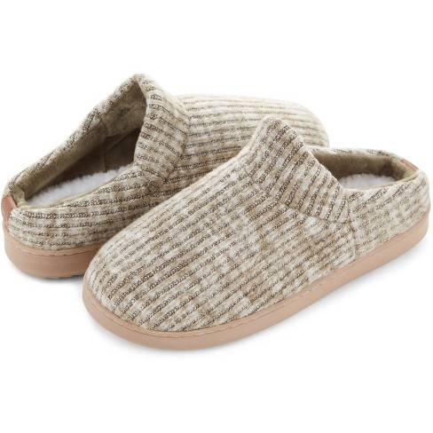 Floopi Women's Fuzzy Ribbed Knit Clog Slipper - Medium, Brown : Target