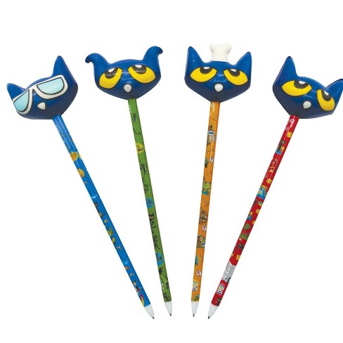 Pete The Cat Theme Squishy Pens (4 Pack) - Fun Fidget Toppers, Black ...