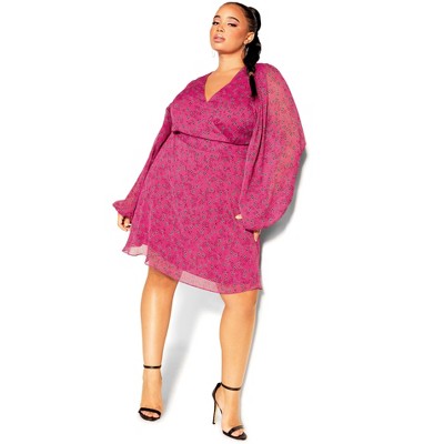 City Chic | Women's Plus Size Jenna Floral Dress - Sangria - 18w : Target