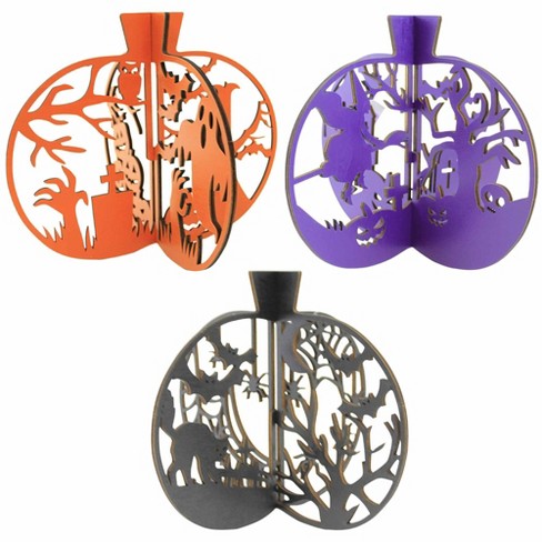 Ganz 8.0 Inch Laser Cut Pumpkins Lg Bats Cat Spider Web Pumpkin ...