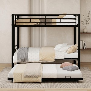 Silver Metal Triple Bunk Bed with Modular Design - Space-Saving Triple ...