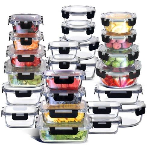 Joytable 24-pack Glass Food Storage Containers With Lids, Reusable ...