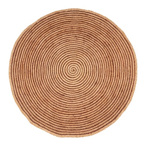 Braided Natural Jute Round Indoor Area Rug, 6' Round, Coffee - Blue ...