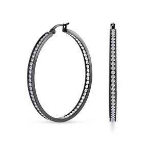 Bling Jewelry Channel Set Crystal Large Statement Hoop Earrings ...