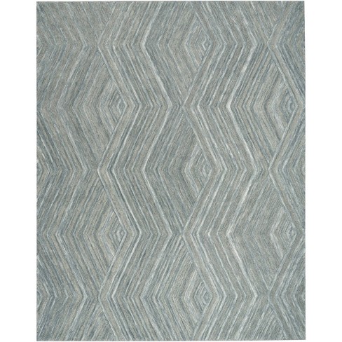 Nourison 8'6"x11'6" Graceful Geometric Handtufted Wool Area Rug Blue ...