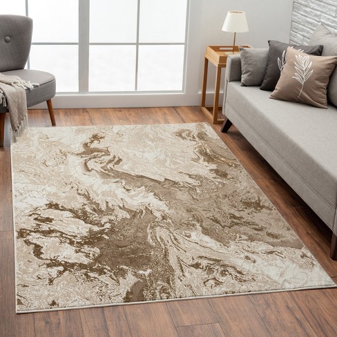 Luxe Weavers Marble Swirl Abstract Area Rug, Beige 2x7 : Target