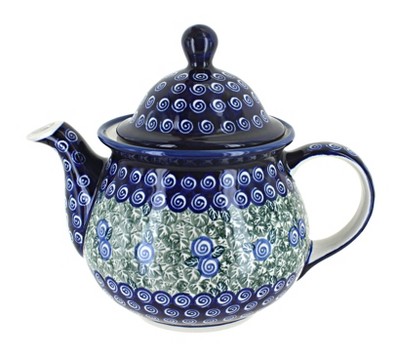 Blue Rose Polish Pottery Seaside Swirl Large Teapot : Target