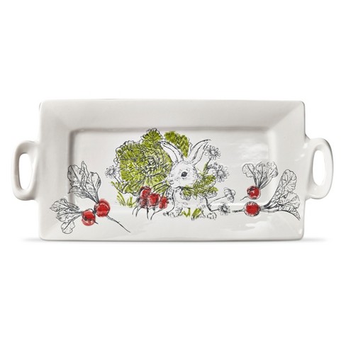 Tagltd Munching Bunny Reactive White Stoneware Platter Dishwasher Safe ...