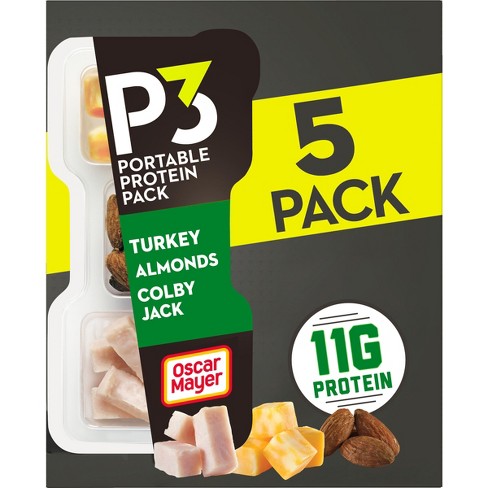 P3 Portable Protein Snack Pack With Turkey, Almonds & Colby Jack Cheese ...