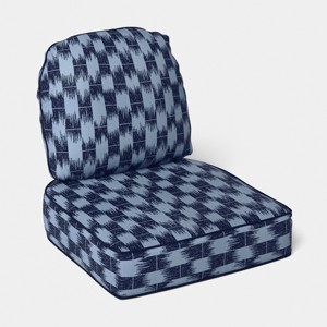 Ikat Woven Barrel-Back Deep Seat Cushion Set Light Blue/Navy ...