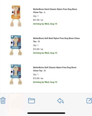 Betterbone Soft Beef Nylon Free Dog Bone Chew Toy - S : Target