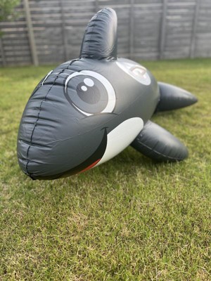 Poolmaster Jumbo Whale Rider Inflatable Swimming Pool Float - Gray ...