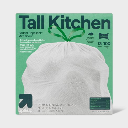 Ultrastretch Rodent Repellent Tall Kitchen Drawstring Trash Bags - Mint ...