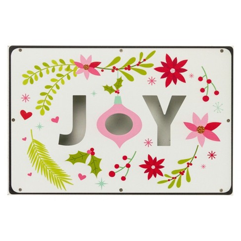 Northlight 12" Wood And Metal 'joy' Christmas Wall Sign : Target