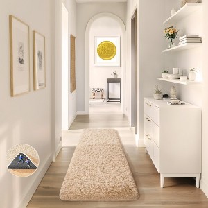 Ophanie Beige Fluffy Runner Rug 2x6, Non Slip Shag Carpet for Hallway ...