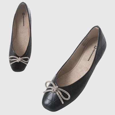 Alpine Swiss Myla Womens Ballet Flats Square Toe Rhinestone Bow Dressy ...