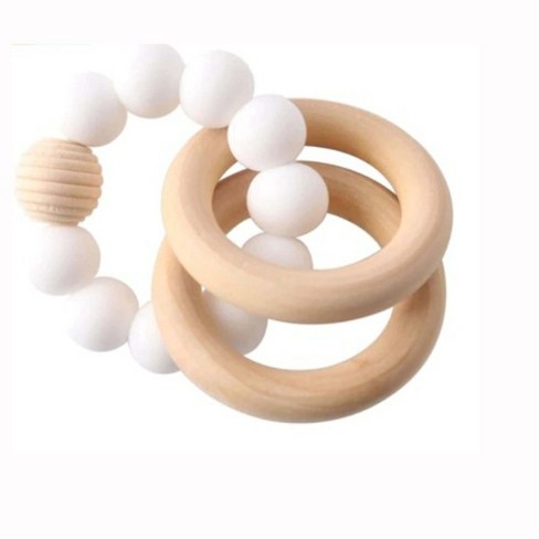 Embe Silicone Beaded Teether Bangles, White, M/l : Target