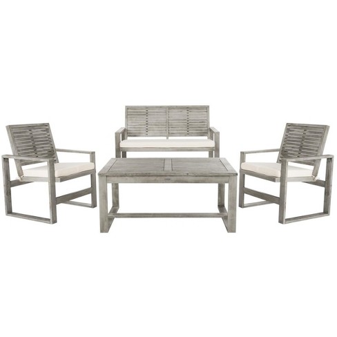 Ozark 4 Piece Patio Outdoor Living Set - Grey Wash - Safavieh : Target