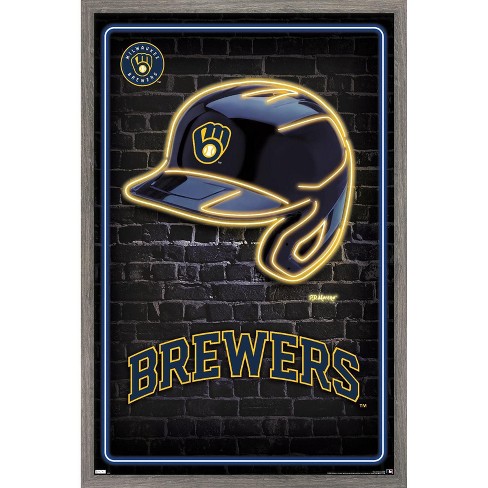 Trends International Mlb Milwaukee Brewers - Neon Helmet 23 Framed Wall ...
