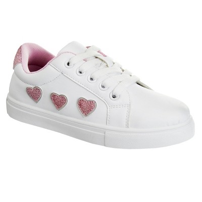 Kensie Girls White Casual Sneakers With Lace Up Closure And Glittery ...