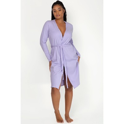 Smart & Sexy Comfort Cotton Rib Cardigan Robe Lilac Iris S/m : Target