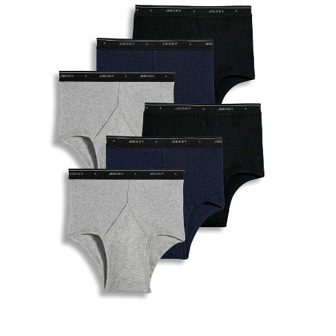 Jockey Men's Classic Full Rise Brief - 6 Pack 42 Denim/cinder Heather ...