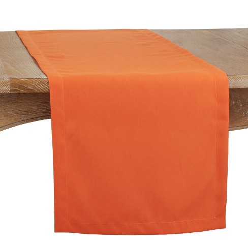 Saro Lifestyle Solid Color Everyday Table Runner, Pumpkin, 16" X 90 ...