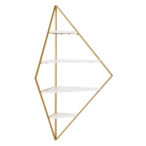 Kate And Laurel Melora Metal And Wood Corner Wall Shelf : Target