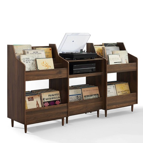 Crosley 84" Liam 3pc Record Player Stand And Vinyl Storage Set Walnut ...