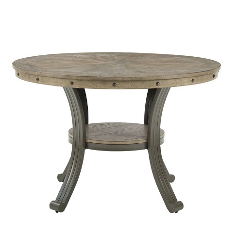 Powell Angelo Traditional Dining Table Pewter: Industrial Farmhouse ...