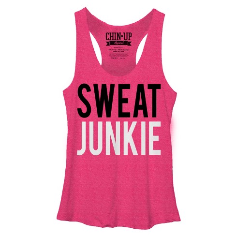Women's Chin Up Sweat Junkie Racerback Tank Top - Pink Heather - X ...