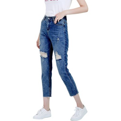 Anna-kaci Women's Ripped Boyfriend Jeans Cute Distressed Skinny- Medium ...