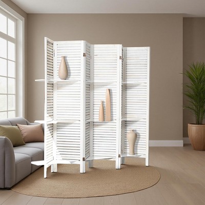 Room Partition With Shelves, 6-panel Room Divider And Folding Privacy ...