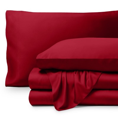 Queen Red Polar Fleece Sheet Set By Bare Home : Target