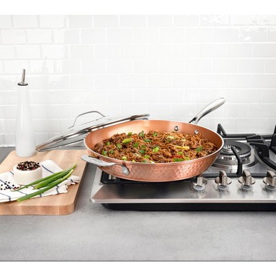 Gotham Steel Hammered 14" Nonstick Family Fry Pan With Helper Handle ...