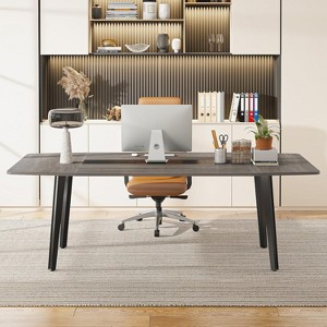 Tribesigns 70.86" Boat Shaped Executive Desk, Grey and Black : Target