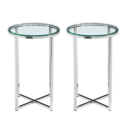 Chrome and glass round side table store