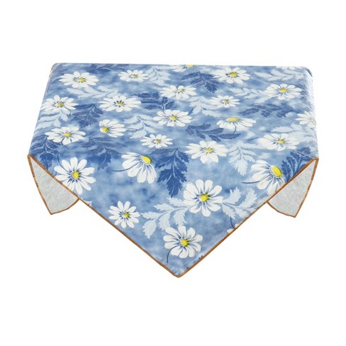 Unique Bargains White Flower Printed Square Shaped Tablecloth 24 X 24 ...