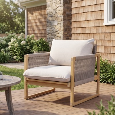 Christopher Knight Home Seraphina Modern Acacia Patio Club Chair with ...
