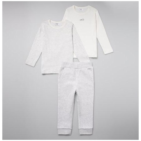 Stellou & Friends Cotton Gray & White 3 Piece Clothing Set For Newborns ...