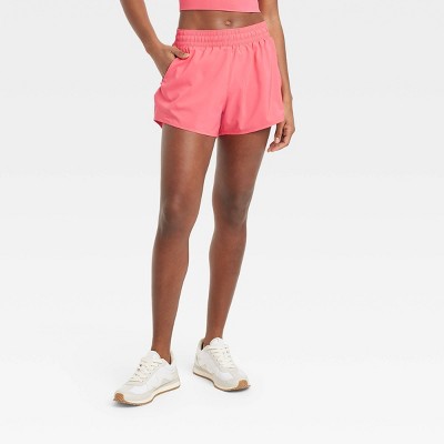 Women's Woven Mid-rise Run Shorts 3" - All In Motion™ Coral Pink L : Target