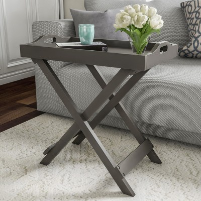 Hastings Home Folding Side Table With Removable Tray Top - Gray : Target