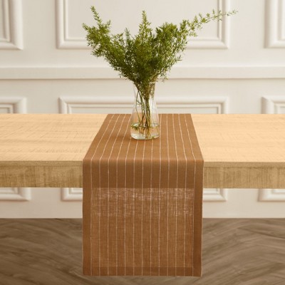 Solino Home Striped Linen Table Runner Camel And White 14 X 60 Inches ...