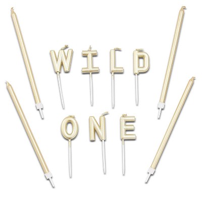 Blue Panda 31-piece Gold "wild One" Cake Topper Letters & Birthday Cake ...