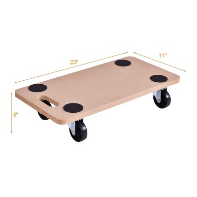 Costway 4pc 440lbs Platform Dolly Rectangle Wood Utility Cart Wheeled ...
