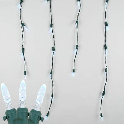 Novelty Lights Pure White M5 Led Icicle Lights On Green Wire 150 Bulbs ...