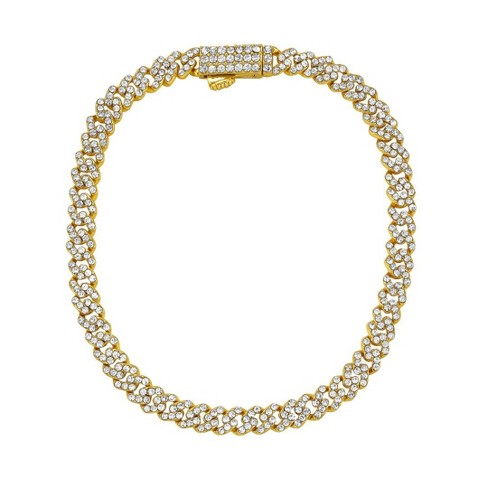 Adornia Men's 14k Gold Plated 5mm Cuban Edge Chain With Cz : Target