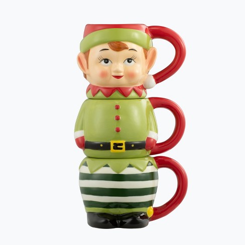 Mr. Christmas 12oz Set Of 3 Stacking Mugs - Elf : Target